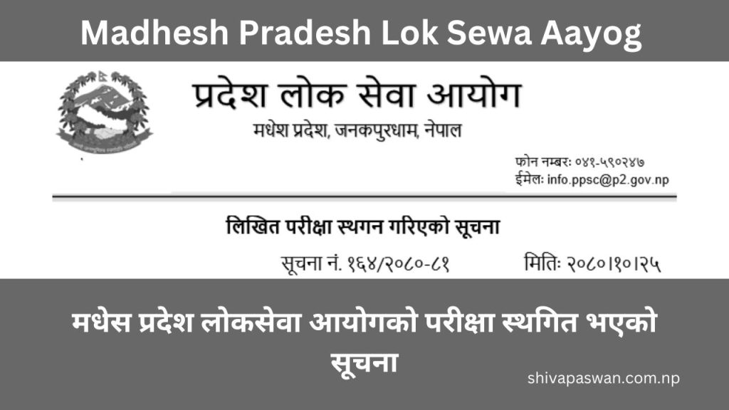 Madhesh Pradesh Lok Sewa Aayog Postponement of Examination Notice