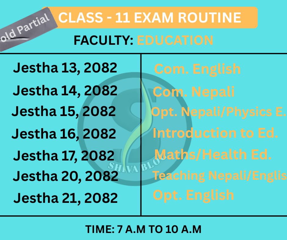 NEB Grade Increment 11 & 12 Exam Routine 2082 for old Partial - Shiva Blog