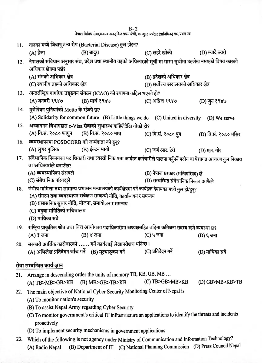Lok Sewa Aayog Computer Operator Questions 2082 PDF | PSC Past Papers ...